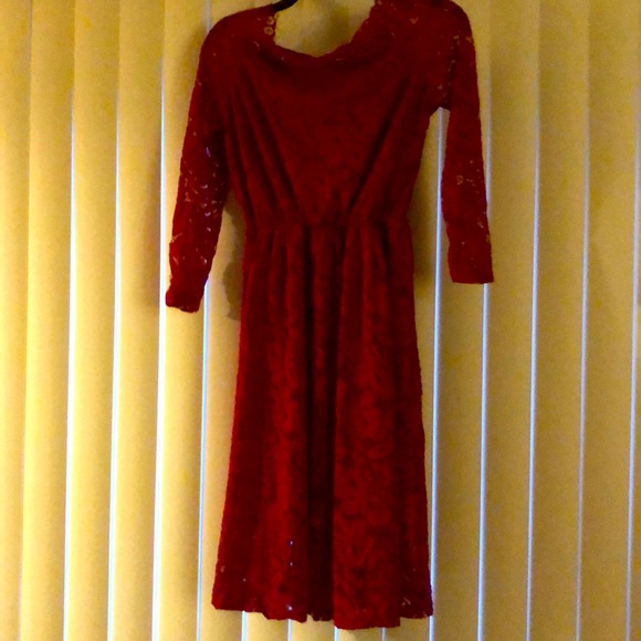 Dresses | Red Lined Lace Dress | Poshmark